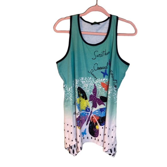 Tops | Jade Tank Top With Butterflies And Sayings Size Lxl | Poshmark